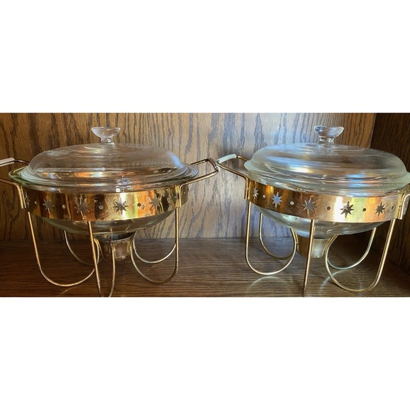 Fire King | Dining | Fire King Round Casserole W Lid And Gold Starburst ...